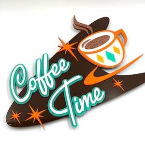 3D Mid Century Modern "coffee Time" Sign | Retro Wall Art | Coffee Bar ...