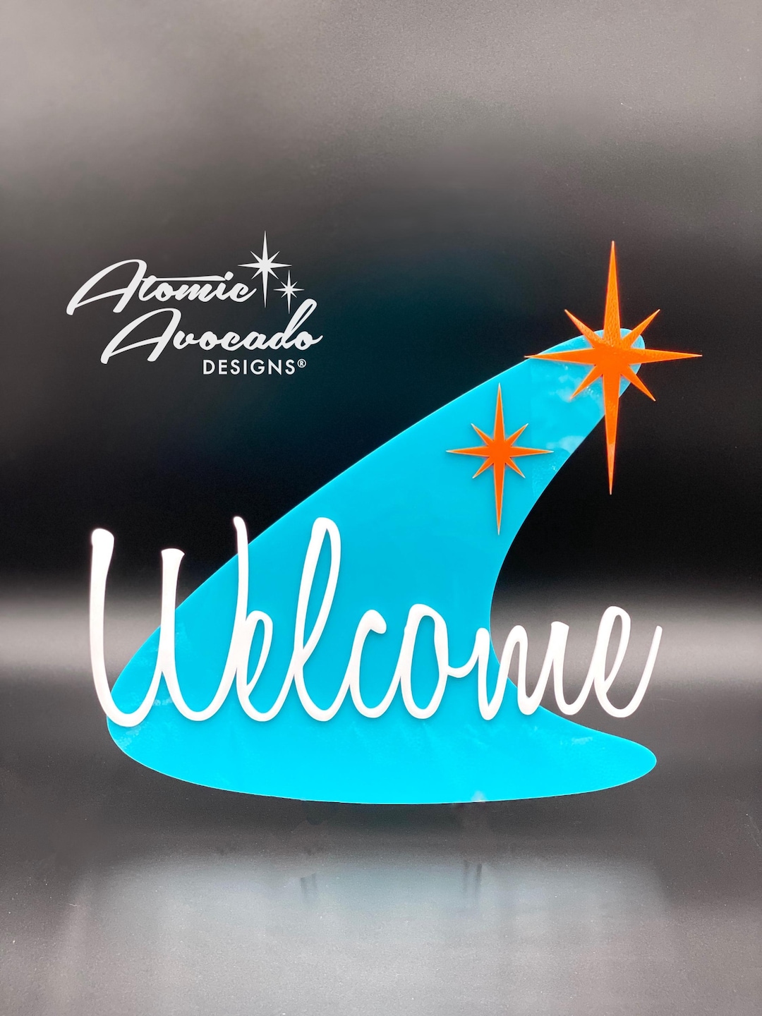 3D Mid Century Modern Atomic Boomerang Welcome Sign Wall Art Retro ...