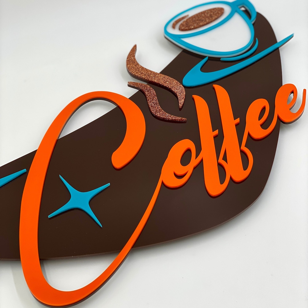 Mid Century Modern "cosmic Coffee" Sign: Retro Cafe Wall Art - Etsy