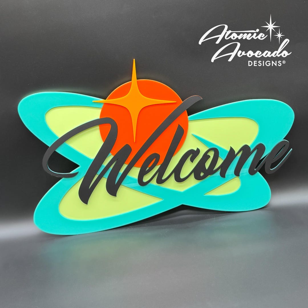 Mid Century Modern "atomica" Welcome Sign | Retro Sign | Space Age Wall ...