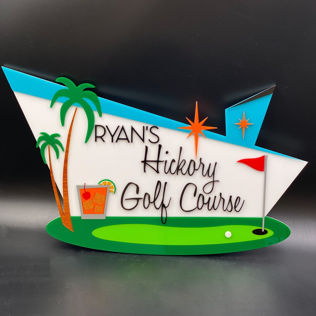 Mid Century Modern "par 3" Patio Sign | Golf Art | Welcome Sign ...