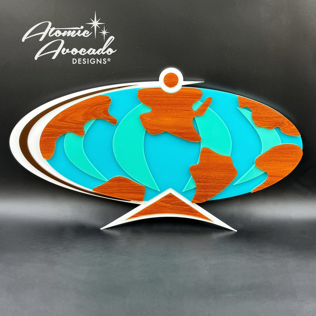 Mid Century Modern "world Map" Wall Art | Witco-inspired | Retro Decor ...