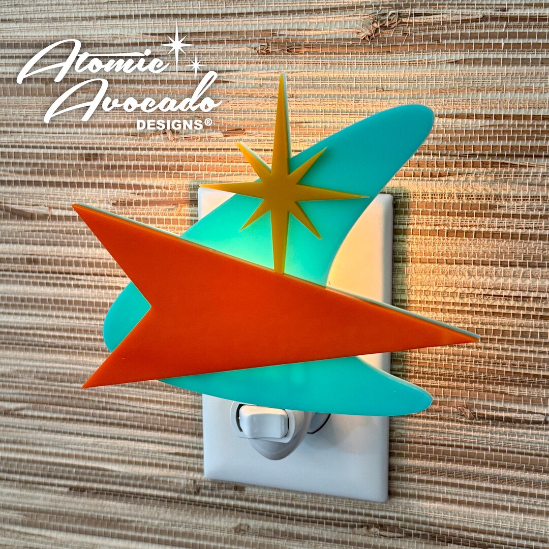 Mid Century Modern Night Light: Retro Atomic Boomerang Wall Lamp - Etsy