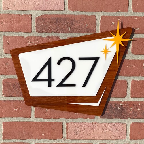 Atomic Cat Mid Century Modern House Number Sign Home - Etsy