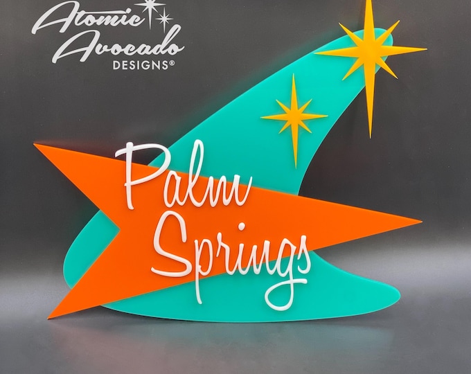 Mid Century Modern "atomic Boomerang" Sign : Retro Palm Springs Decor ...