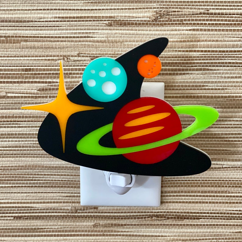 Handcrafted "space" Night Light: Retro Boomerang Galaxy and Planets - Etsy