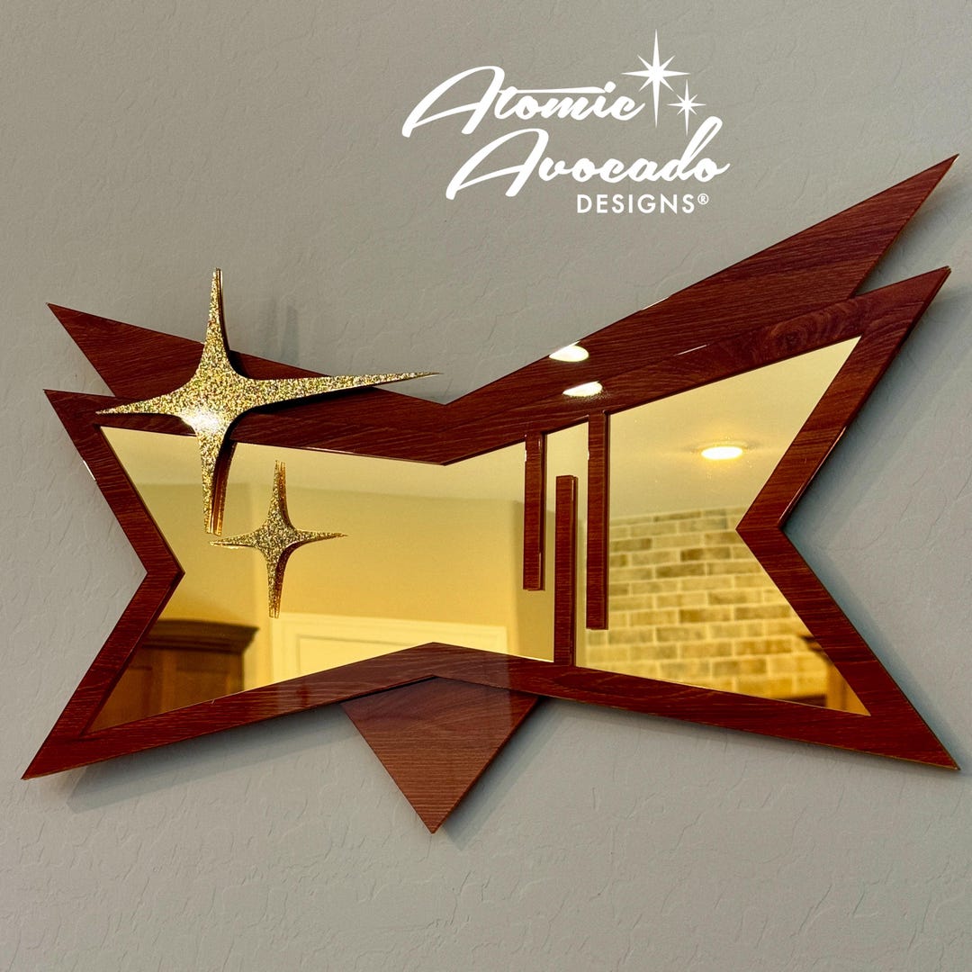 Mid Century Modern "vega" Wall Mirror: Handcrafted Retro Atomic Decor ...