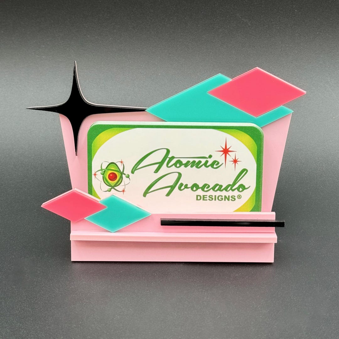 Mid Century Modern Business Card Holder Modern Office Decor Retro ...