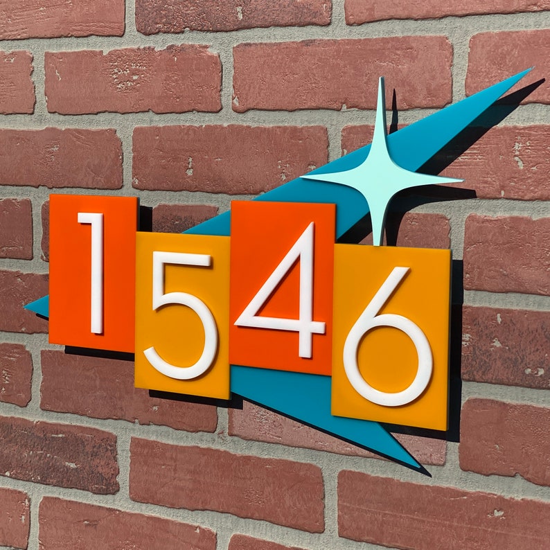 3D Mid Century Modern elroy Address Sign Googie Style - Etsy