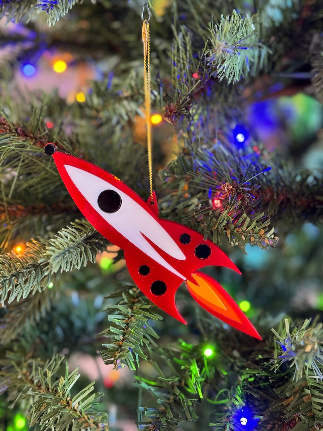 Retro Rocket Christmas Ornament | "space Race" | Mid Century Modern ...
