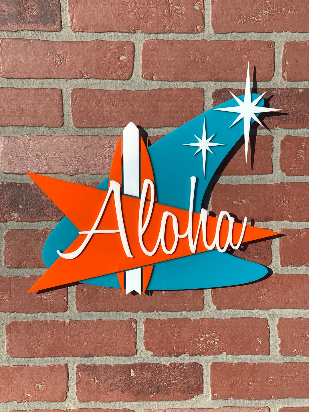 Mid Century Modern "aloha" Boomerang Sign | Surfboard Art | Mid Century ...