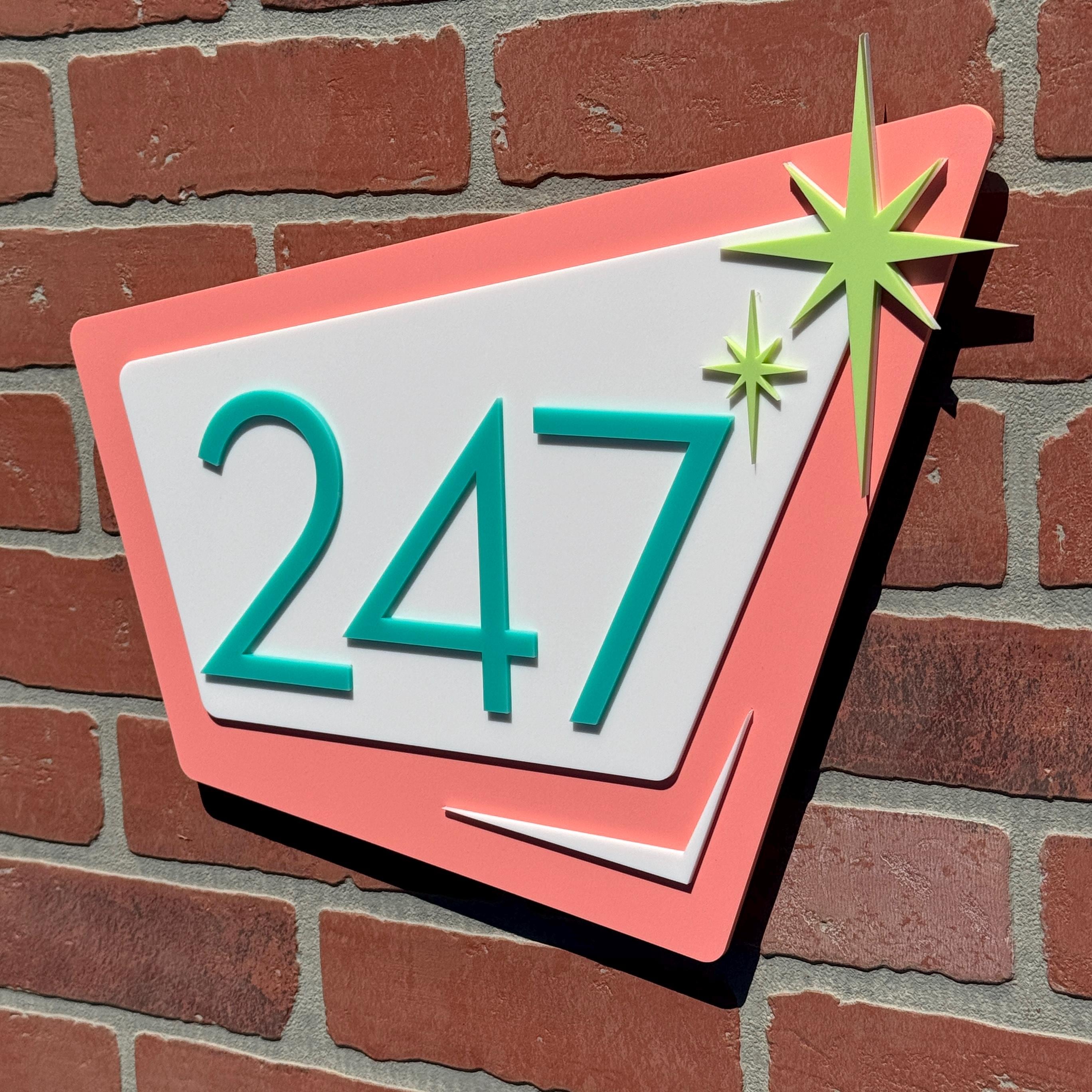 Mid Century Modern "starlite" Address Sign: Retro House Numbers - Etsy