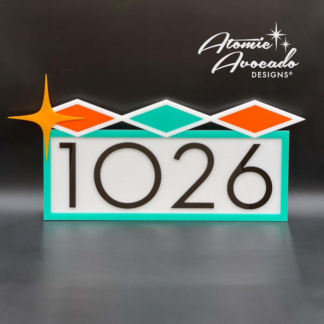 Mid Century Modern "delray" Address Sign: Palm Springs House Numbers - Etsy