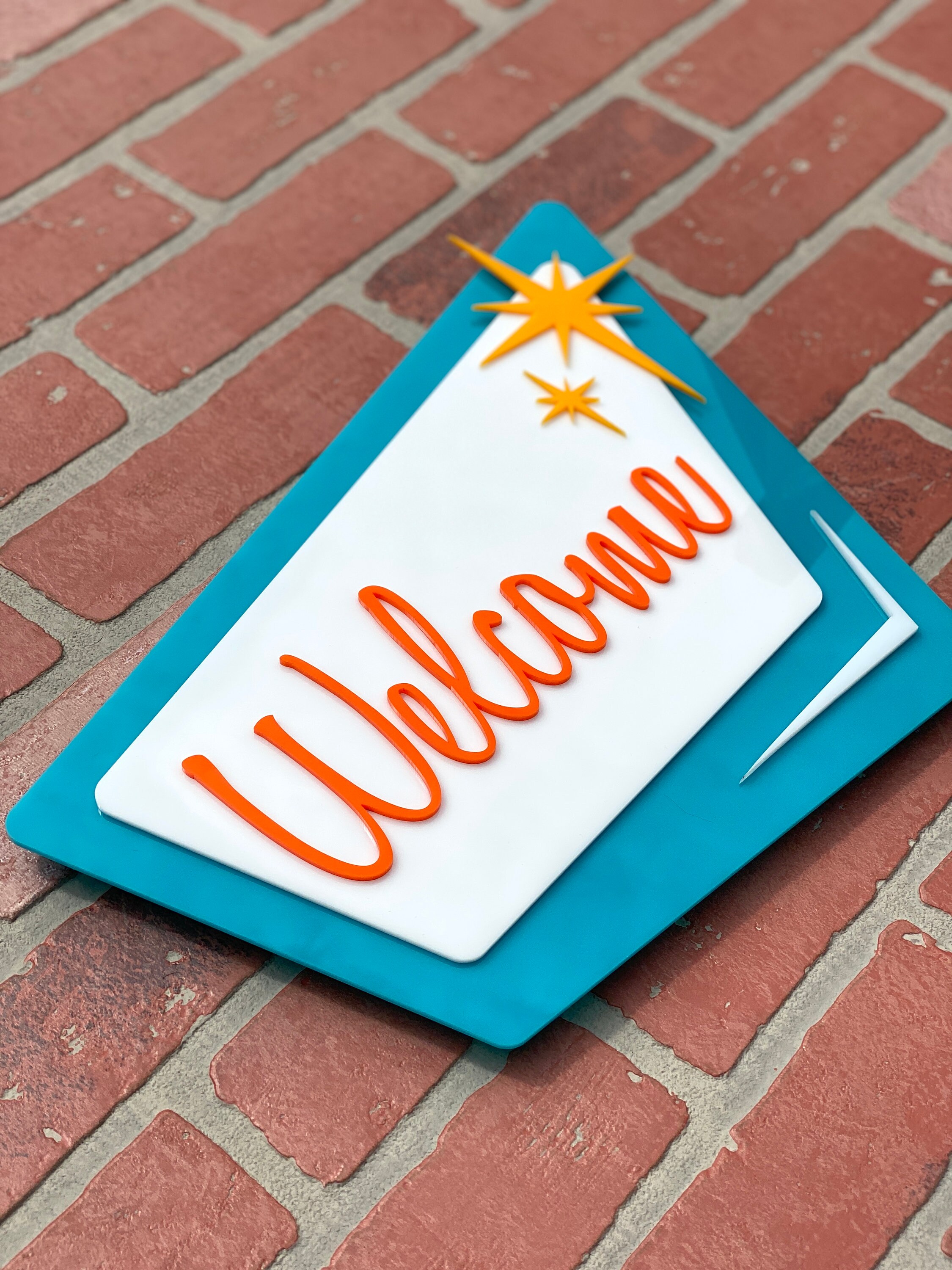 3D Mid Century Modern starlite Welcome Sign - Etsy UK