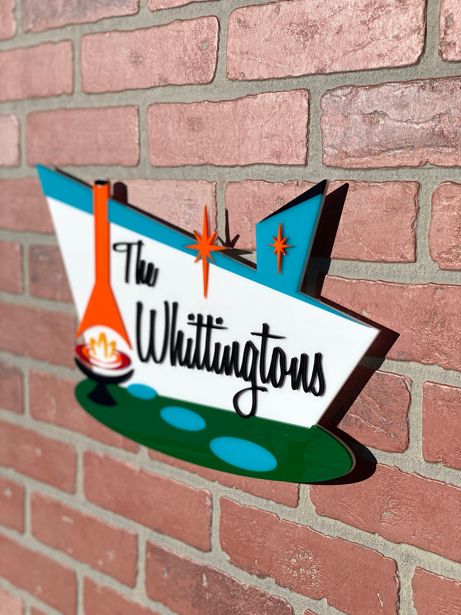 3D Mid Century Modern fireside Family Name Sign - Etsy