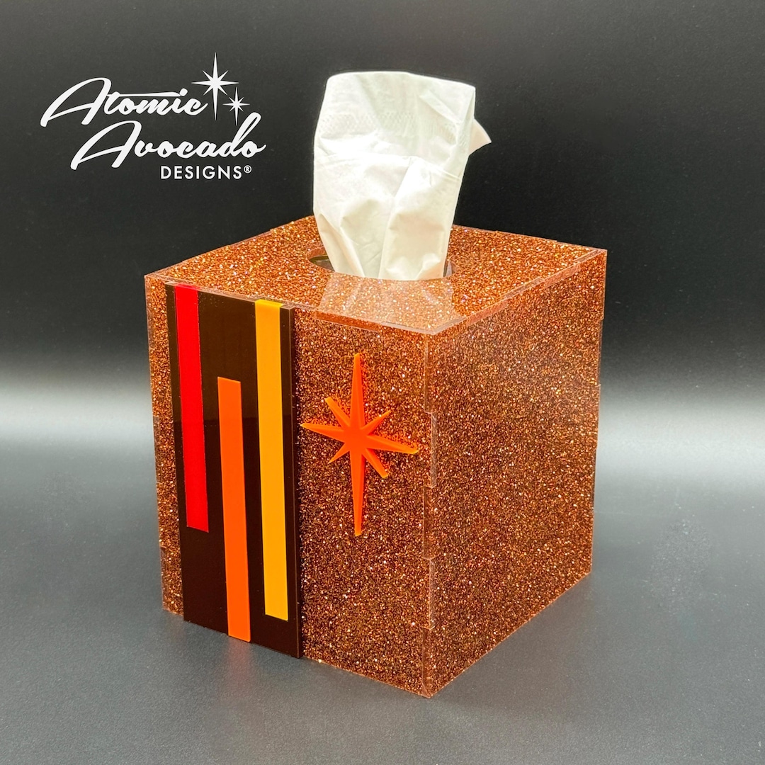 Retro SPARKLE Tissue Box Cover | Root Beer Glitter "modline" Design ...