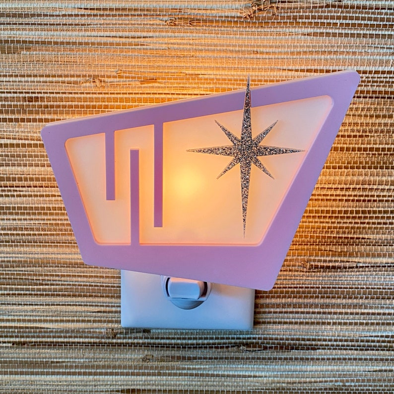 Mid Century Modern "starlite" Night Light | Retro Pink Decor | Ambient ...