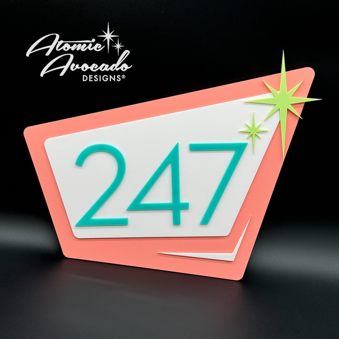 Mid Century Modern "starlite" Address Sign: Retro House Numbers - Etsy