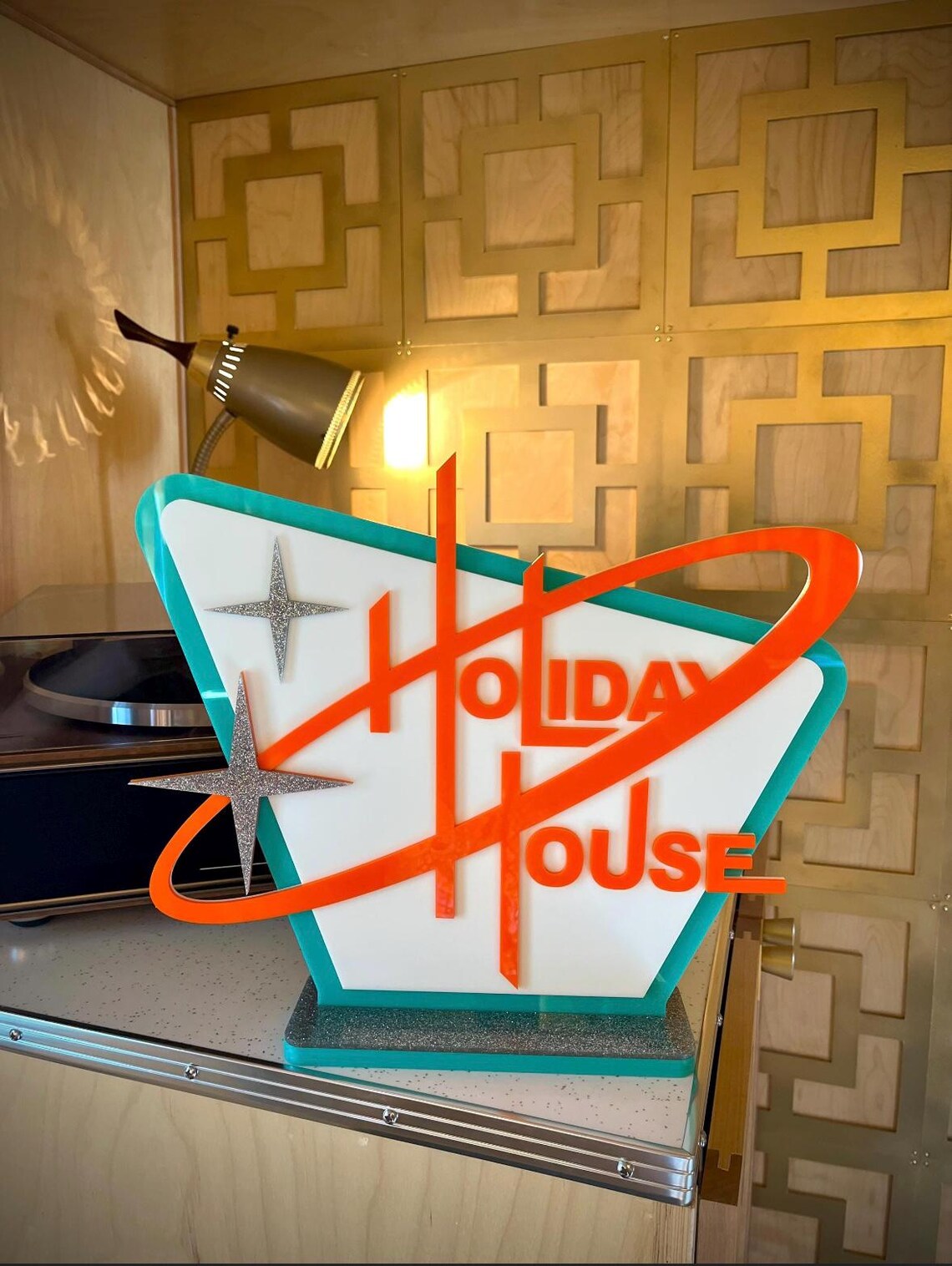 Mid Century Modern "happy Home" Sign | Tabletop Display | Retro Decor ...