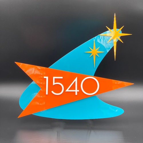 Mid Century Modern HOUSE NUMBERS Atomic Star Address Plaque | Etsy