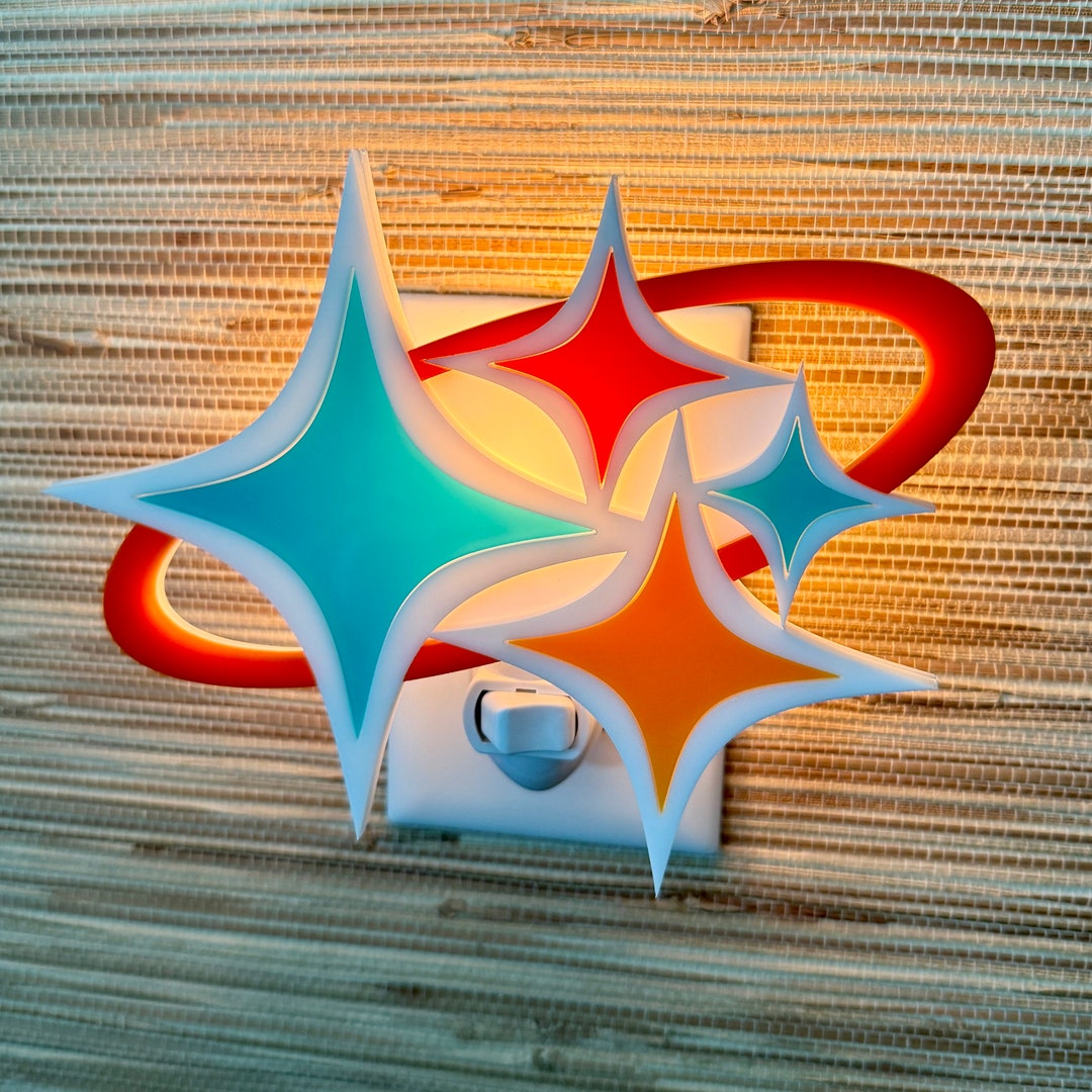 Mid Century Modern Night Light | "cosmic Star" Design | Retro Starburst ...