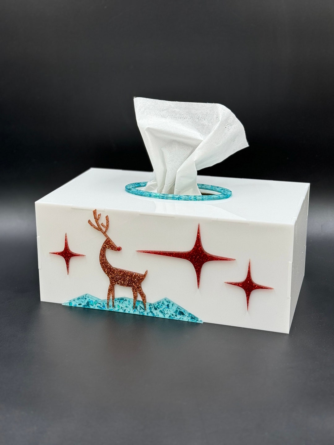 Mid Century Modern Tissue Box Cover | "rudolph" Design | MCM Christmas ...