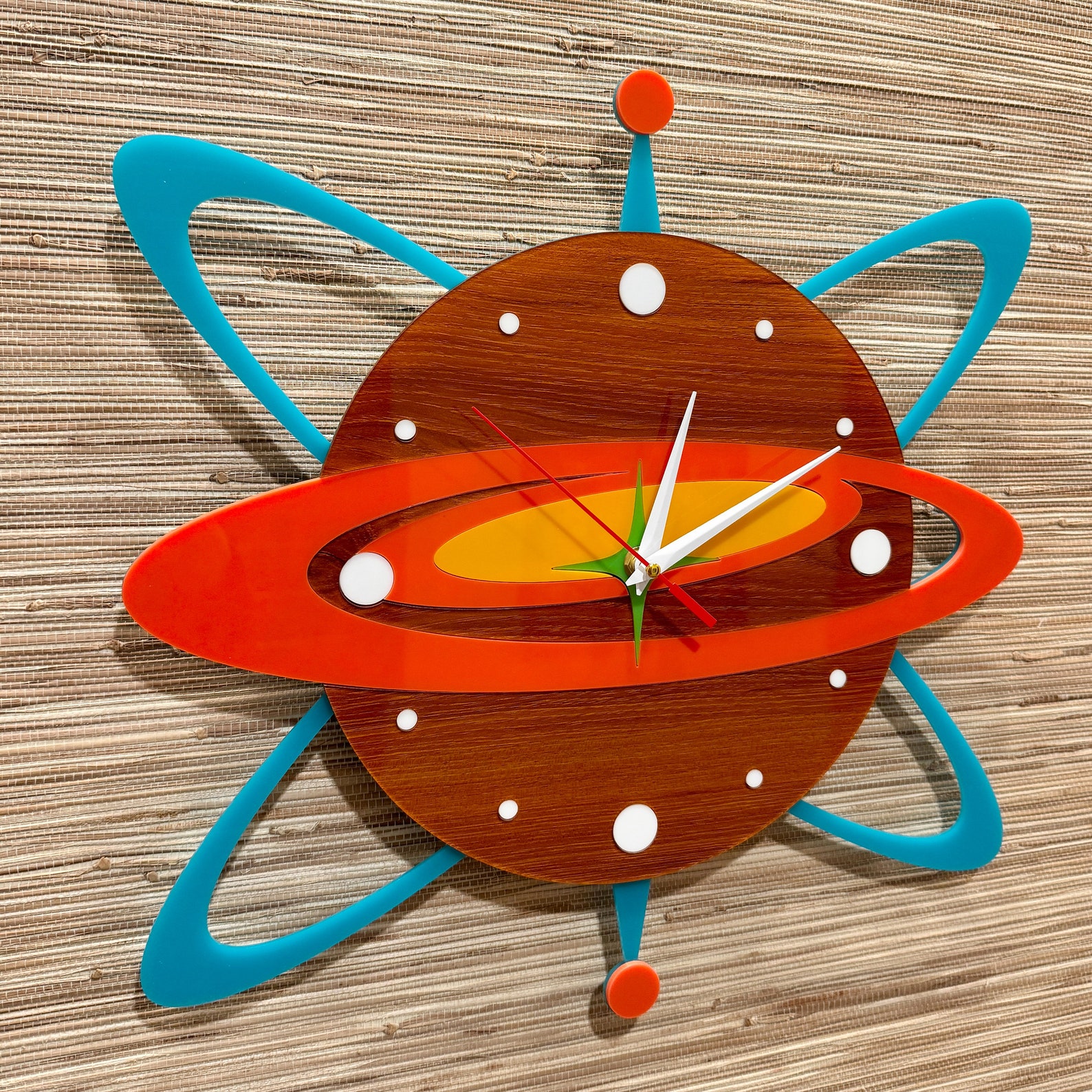 Mid Century Modern “atomic Cosmos" Wall Clock | Handcrafted | Retro ...