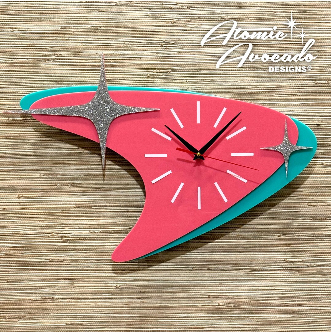 Retro Mid Century Modern “atomic Boomerang" Wall Clock | Custom With ...