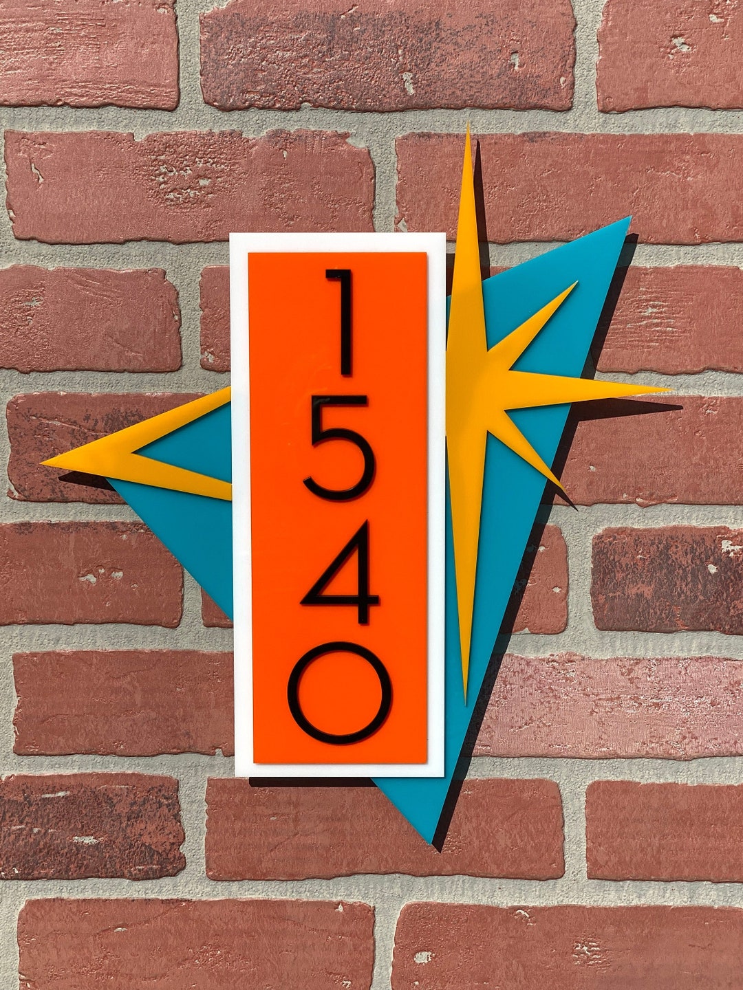 Mid Century Modern "dynamo" Address Sign | Modern House Numbers | Wall ...