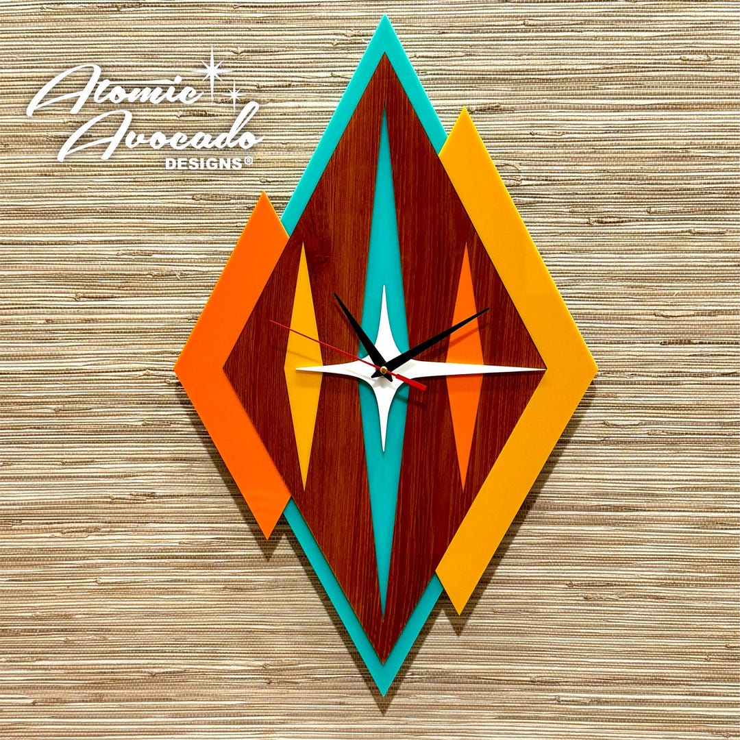 Mid Century Modern Frequency" Wall Clock | Retro Diamond-shaped Decor ...
