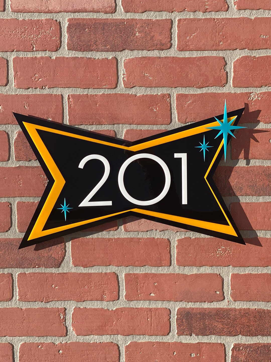 Mid Century Modern "bow Tie" Address Sign: Retro House Numbers - Etsy