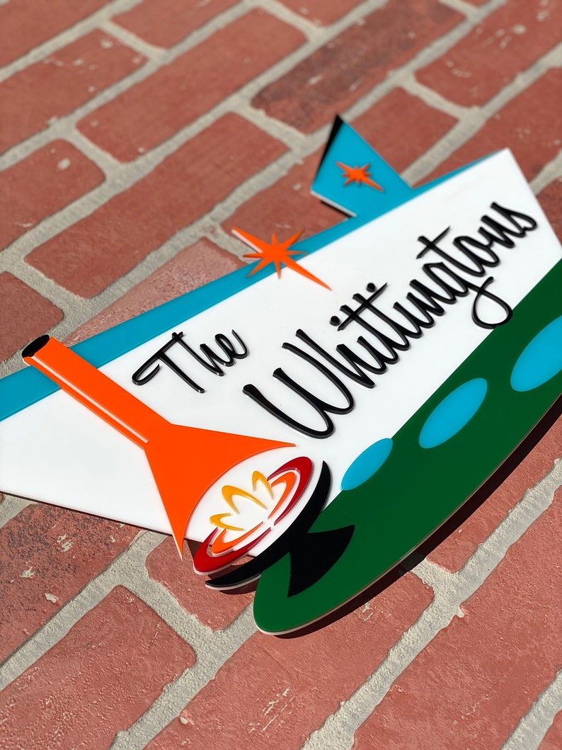3D Mid Century Modern fireside Family Name Sign - Etsy
