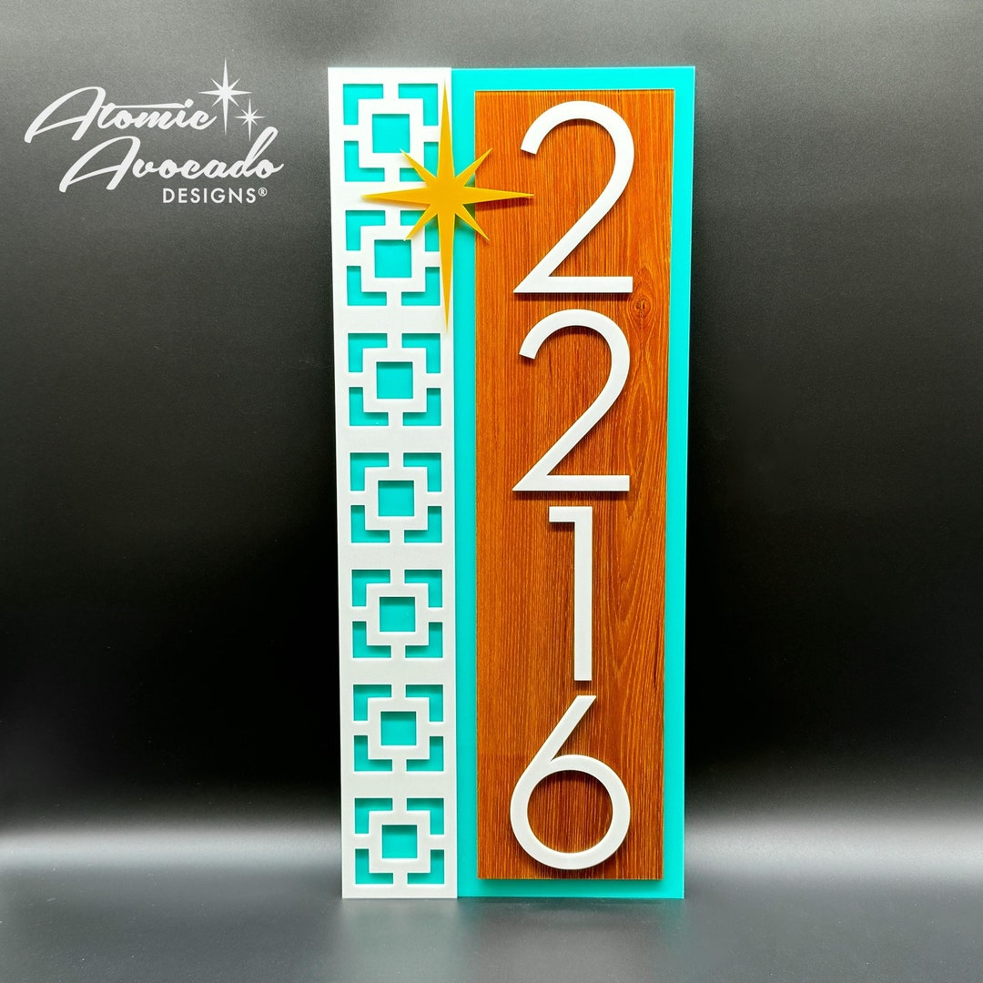 Mid Century Modern "mod Block" Address Sign: Retro Breeze Blocks House ...