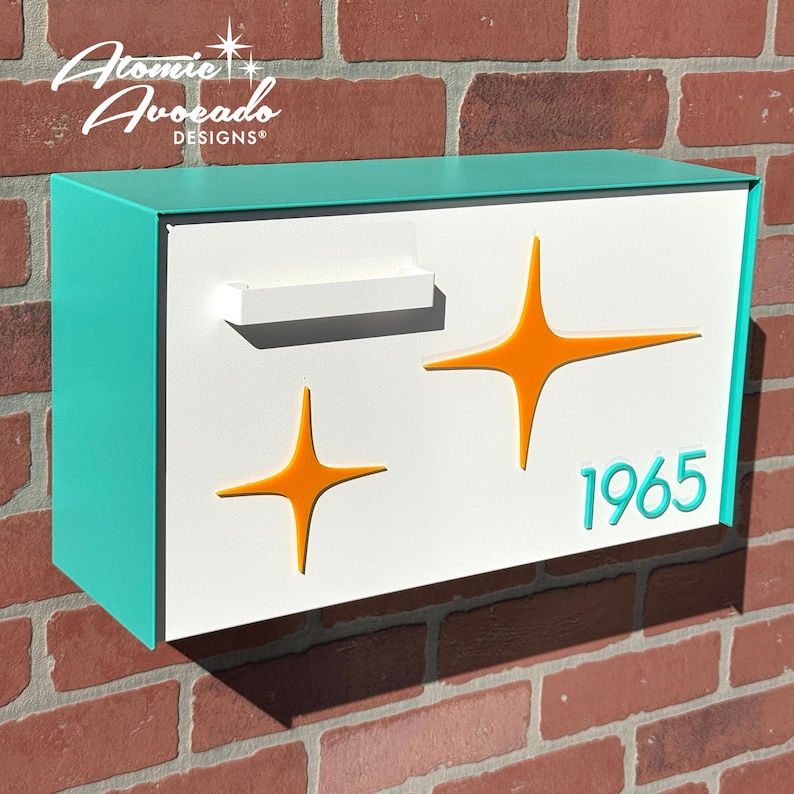 Mid Century Modern Mailbox in Vintage Aqua | Retro Wall-mounted Mail ...