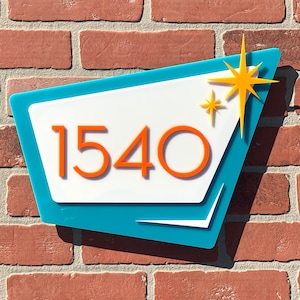 Mid Century Modern "starlite" Address Sign: Retro House Numbers - Etsy