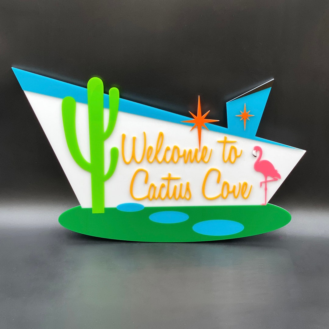 3D Mid Century Modern desert Dweller Welcome Sign Wall Art Retro Decor ...