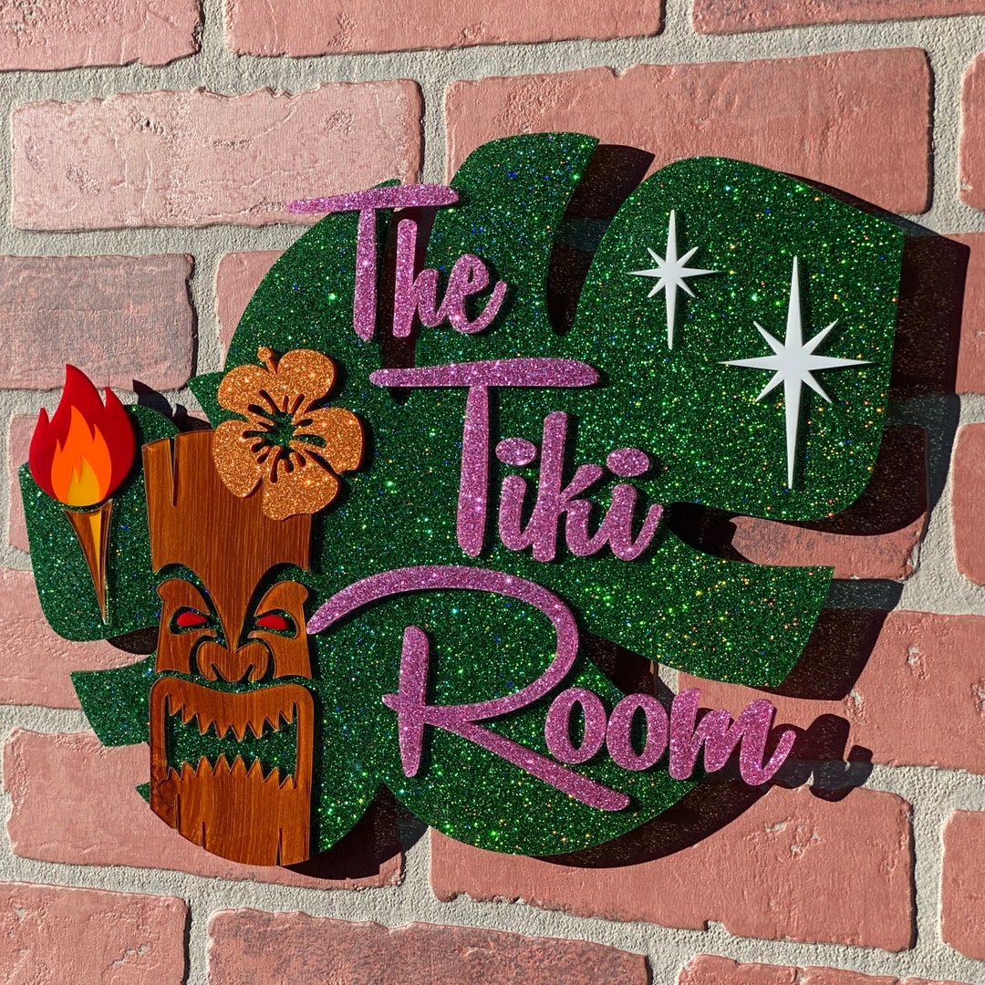 Mid Century Modern SPARKLE "tiki" Sign | Tropical Palm Leaf Style ...