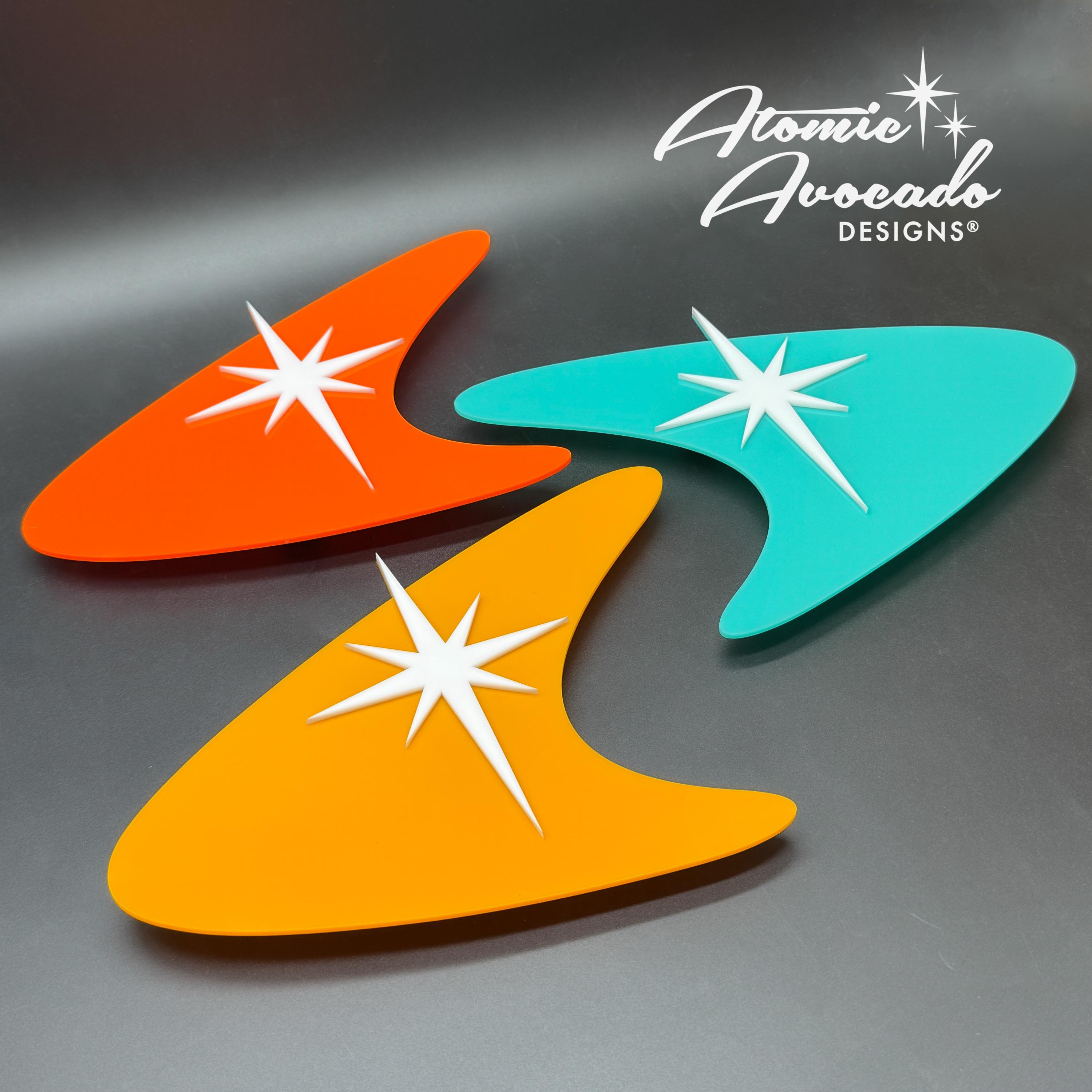 Set of 3 Mid Century Modern Boomerangs: Decorative Retro Atomic Wall ...