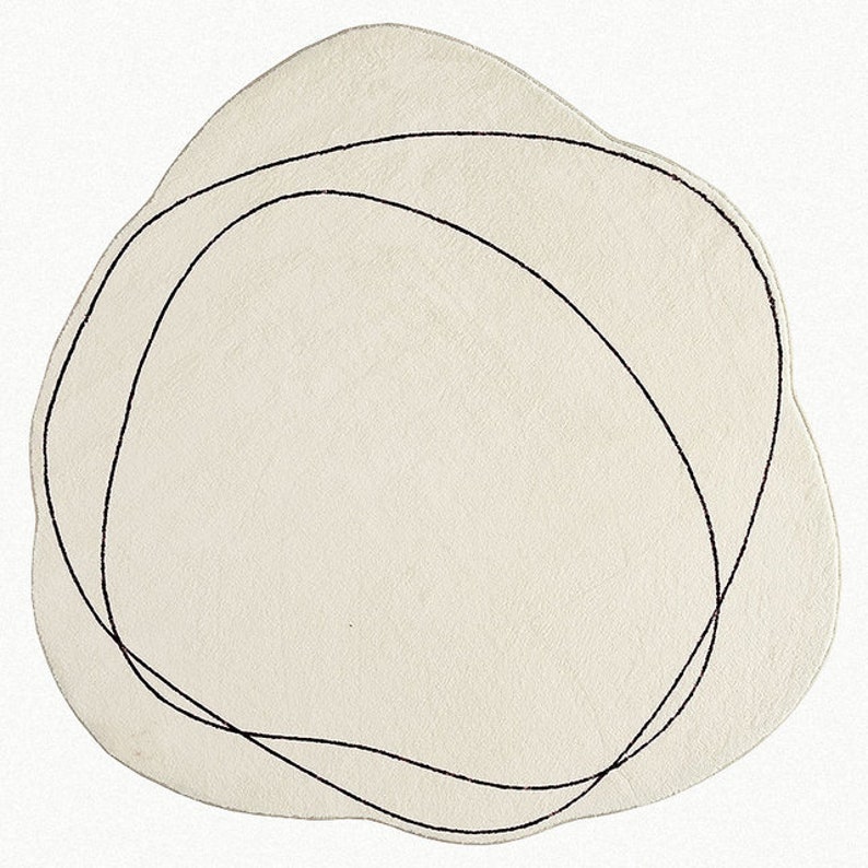 Modern White Irregular Abstract Line Art Rug Carpet Minimal - Etsy