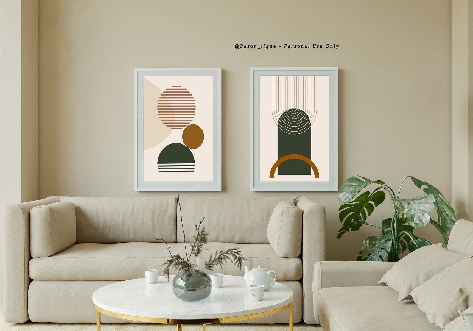 Modern Abstract Digital Prints, Set of 2 Minimalist Geometric Printable ...
