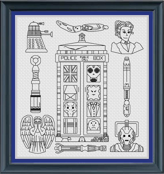 Doctor Who Themed Blackwork Pattern digital Download - Etsy