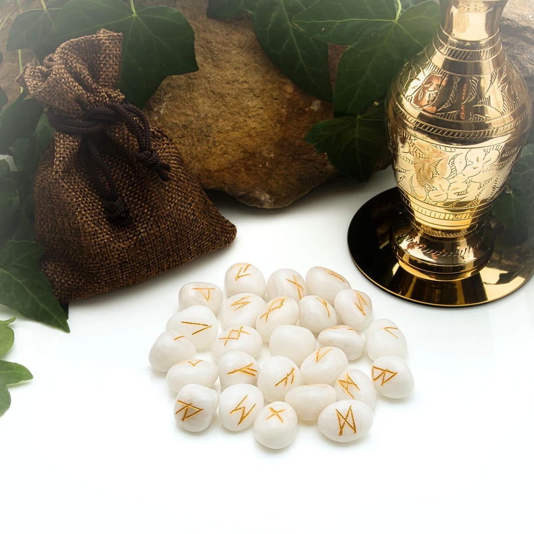 Snow Quartz Rune Stones Tumbled Stones Rune Alphabet the Old Futhark ...