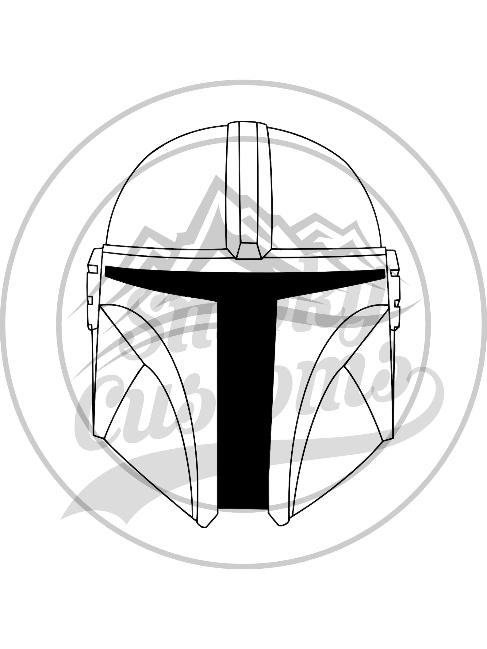 Mandalorian Hand Drawn Helmet Ready to Cut and Print SVG | Etsy