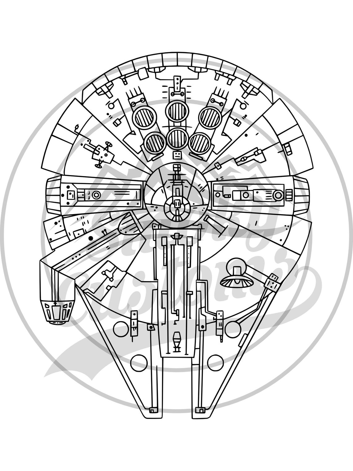 Millennium Falcon Hand Drawn Ready to Cut and Print SVG - Etsy UK
