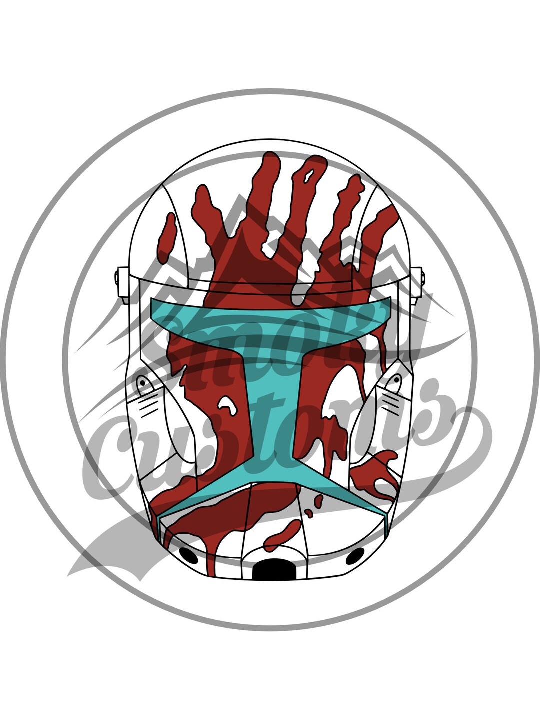 Sev Clone Commando Hand Drawn Helmet colored Ready to Cut and Print SVG ...