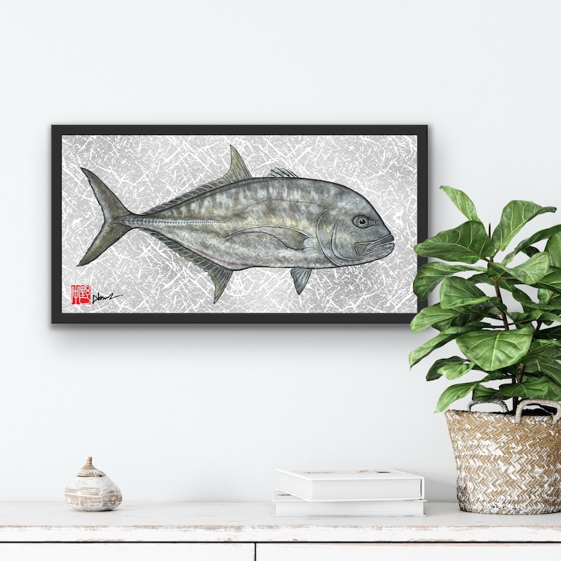 Ulua (giant Trevally) Gyotaku Print - Etsy