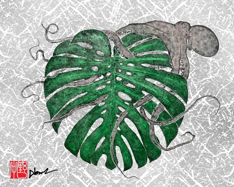 Monstera and Tako Print - Etsy