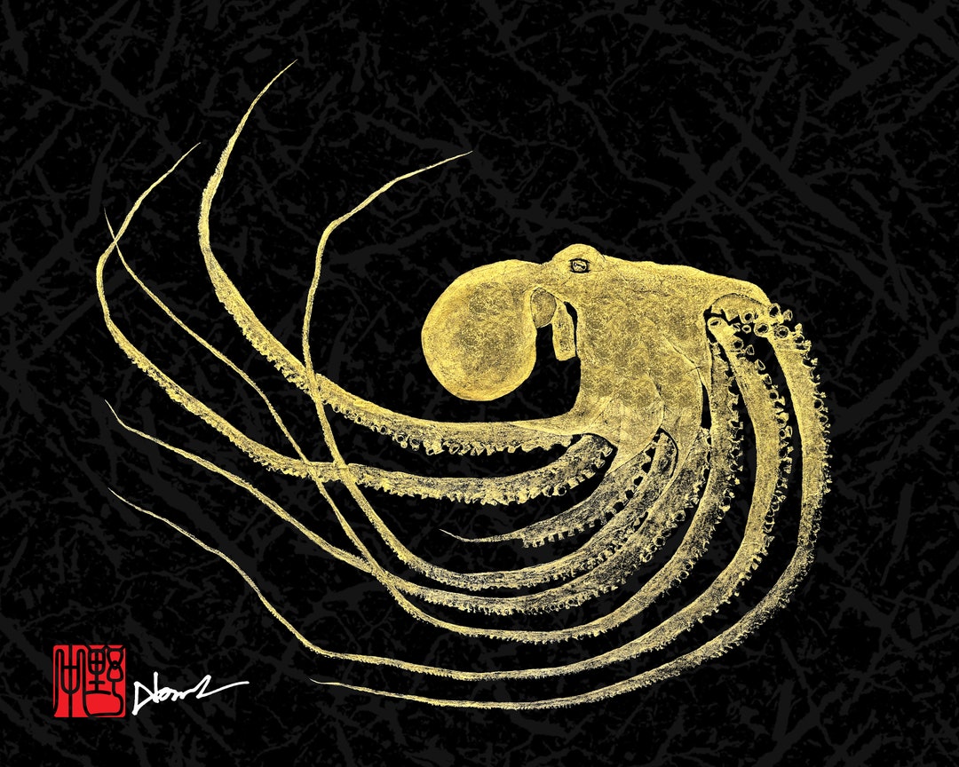 Golden Tako Gyotaku Fish-print - Etsy