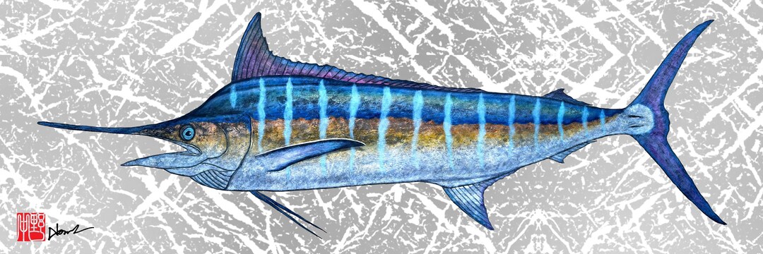 Blue Marlin Gyotaku Fish-print - Etsy