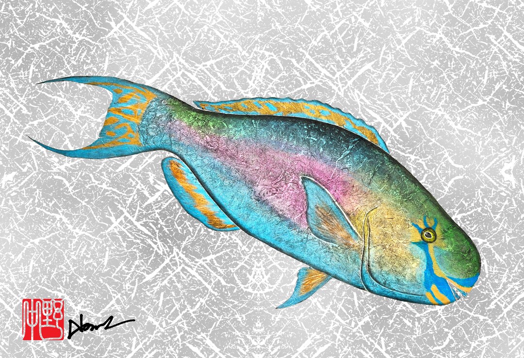 Uhu whiptail Parrotfish Gyotaku Print - Etsy